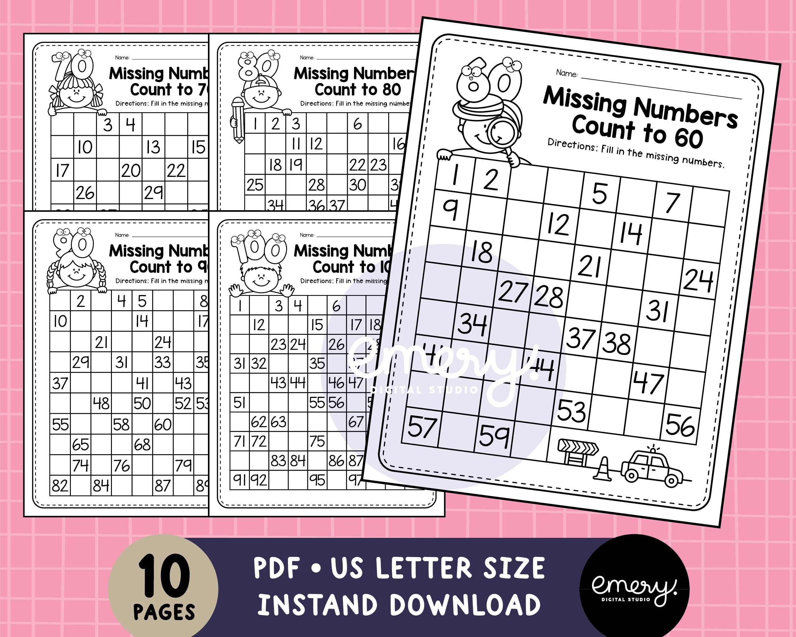 Fill in the Missing Number Worksheets, Practice Counting & Writing 1 ...