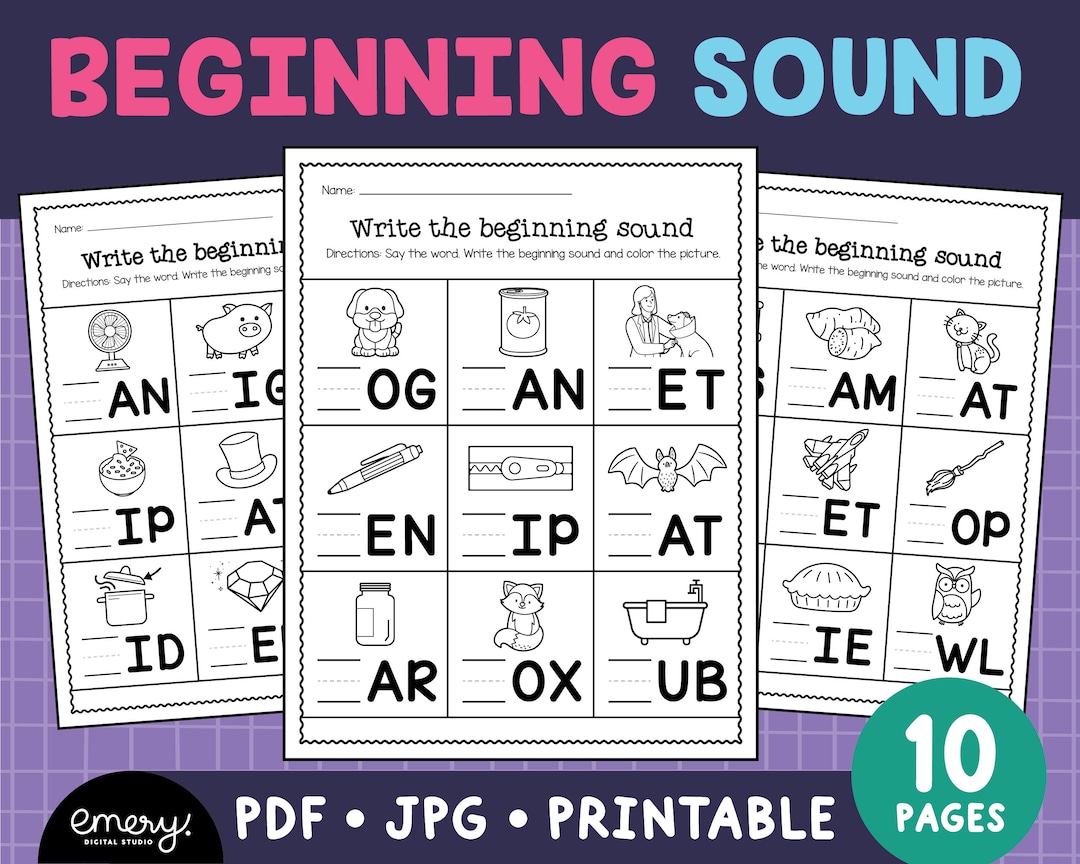 Beginning Sound Phonics Worksheets, Kindergarten, Grade 1 (PDF) - Etsy
