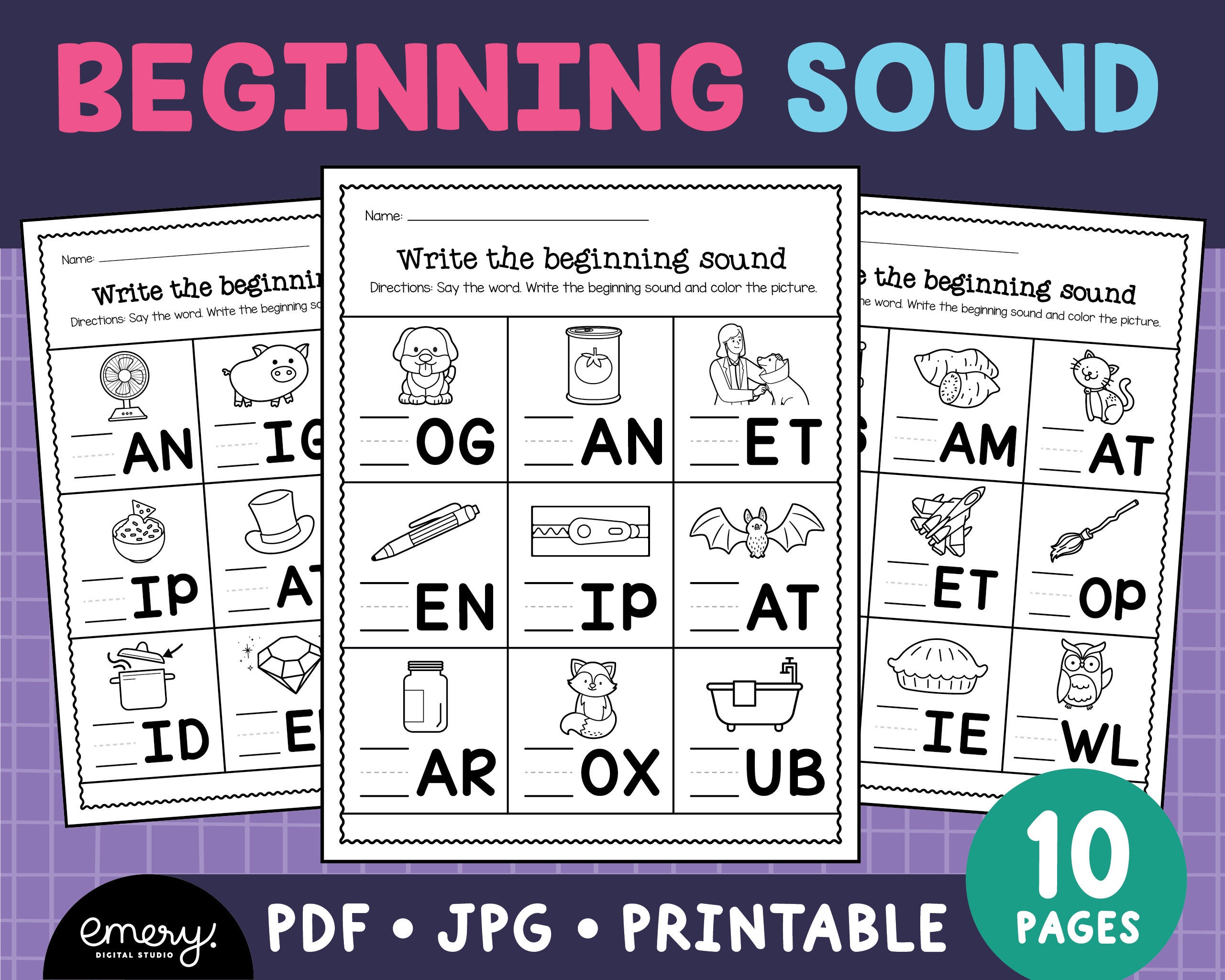 Beginning Sound Worksheets, Letter Sounds, Phonics Printable for ...