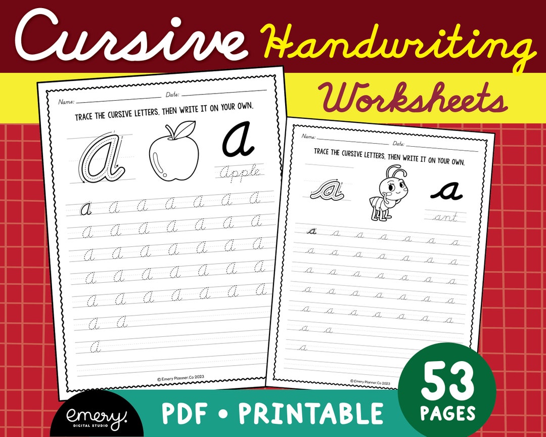 Cursive Handwriting Practice Worksheets, Cursive Alphabet Tracing ...