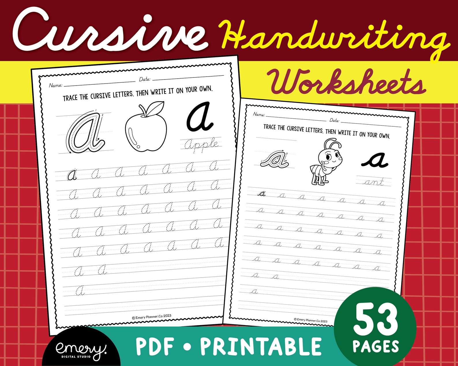 Cursive Handwriting Practice Worksheets, Cursive Alphabet Tracing ...