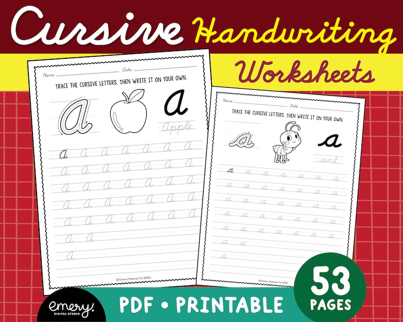 Cursive Handwriting Practice Worksheets, Cursive Alphabet Tracing ...