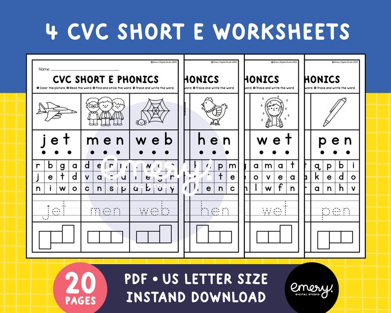 CVC Phonics Worksheets, CVC Words Activity for Kindergarten, Printable ...