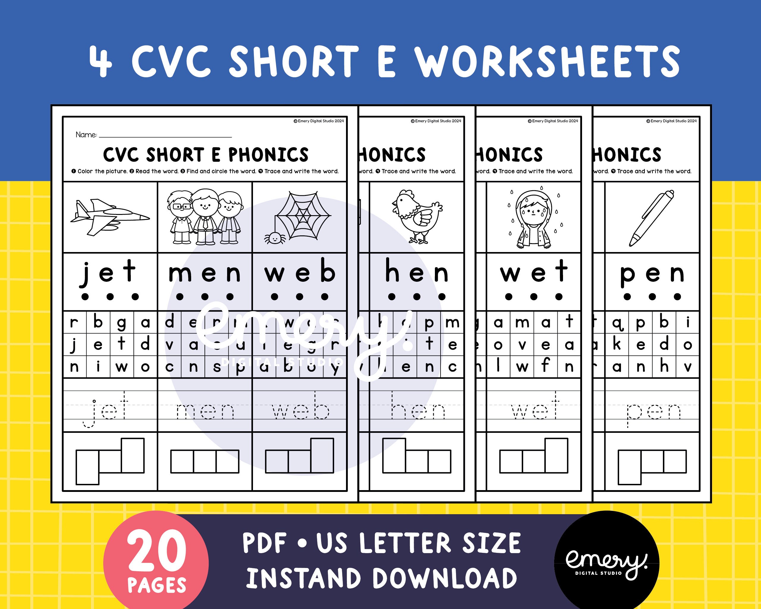 CVC Phonics Worksheets, CVC Words Activity for Kindergarten, Printable ...