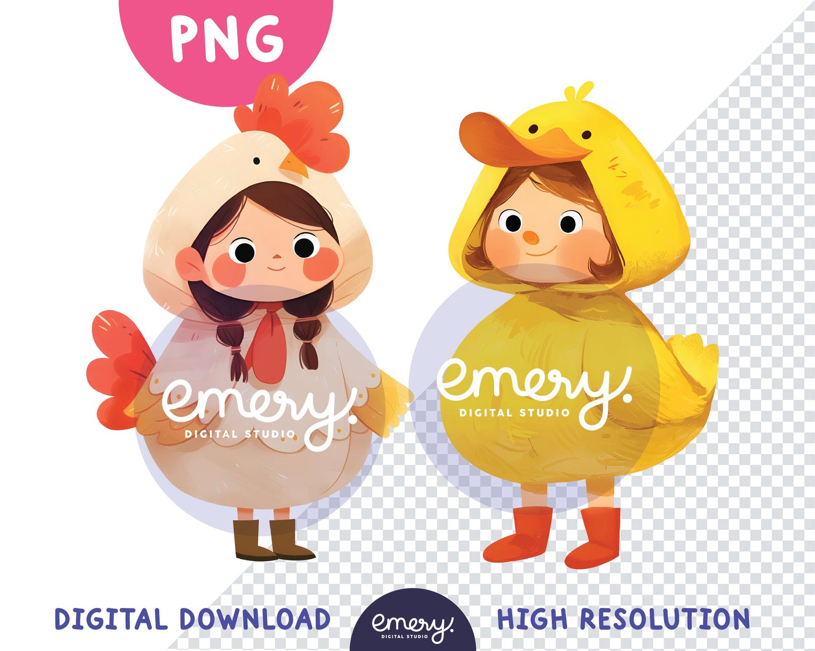 Farm Animals Clipart, Kids Wearing Animal Costumes Clipart, Kids Mascot ...