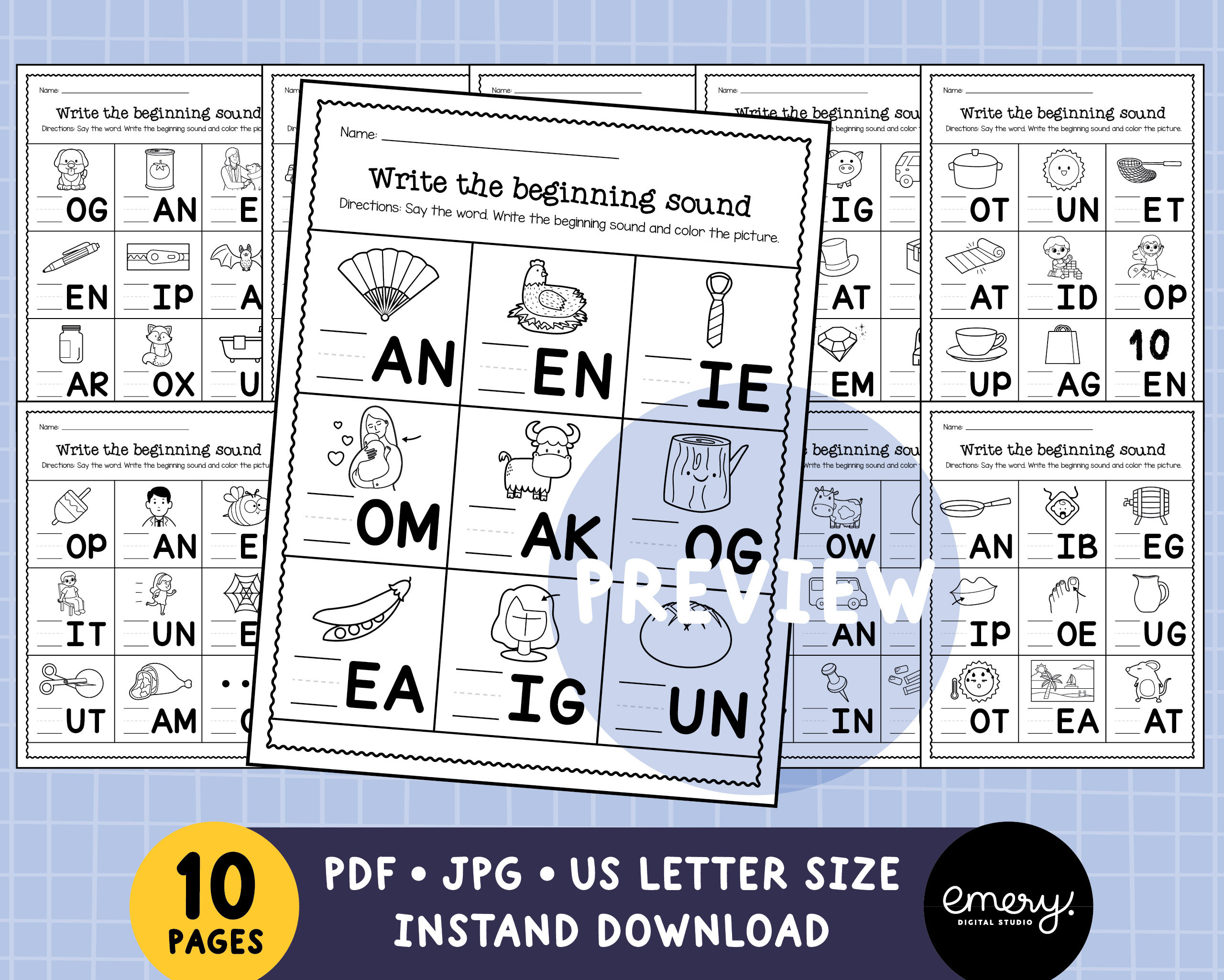 Beginning Sound Worksheets, Letter Sounds, Phonics Printable for ...