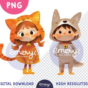 Farm Animals Clipart, Kids Wearing Animal Costumes Clipart, Kids Mascot ...