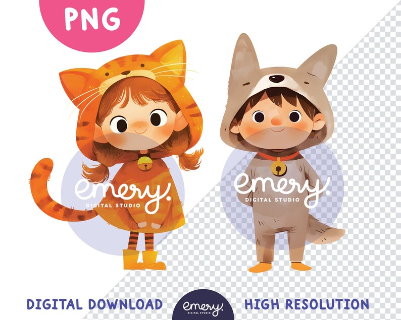 Farm Animals PNG, Kids Wearing Animal Costumes Clipart, Kids Mascot ...