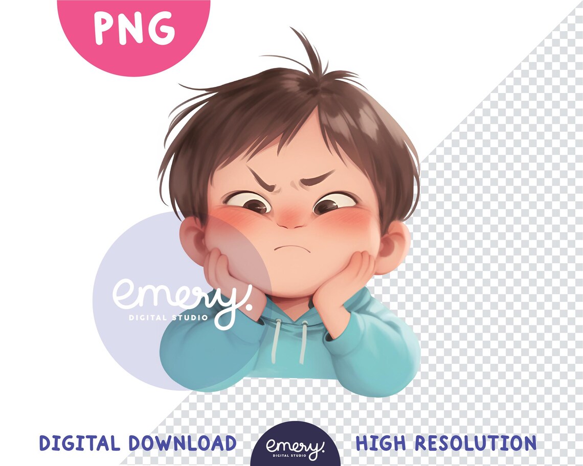Cute Little Boy With Different Emotions, PNG Clip Art, Watercolor Kids ...
