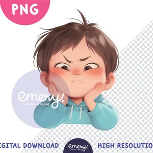 Cute Little Boy With Different Emotions, PNG Clip Art, Watercolor Kids ...
