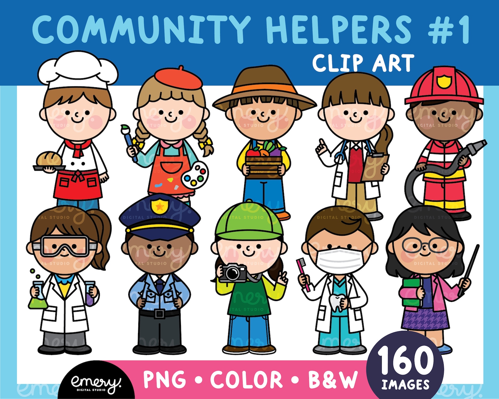 Community Helpers Clip Art Set 1 PNG Files, Occupations Clip Art, Jobs ...