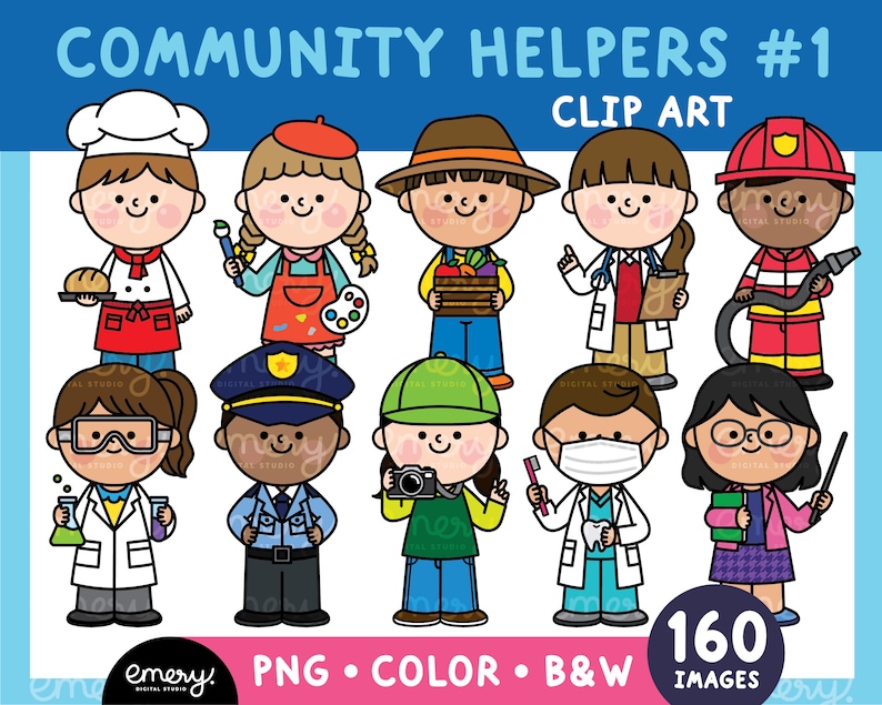 Community Helpers Clip Art Set 1 PNG Files, Occupations Clip Art, Jobs ...