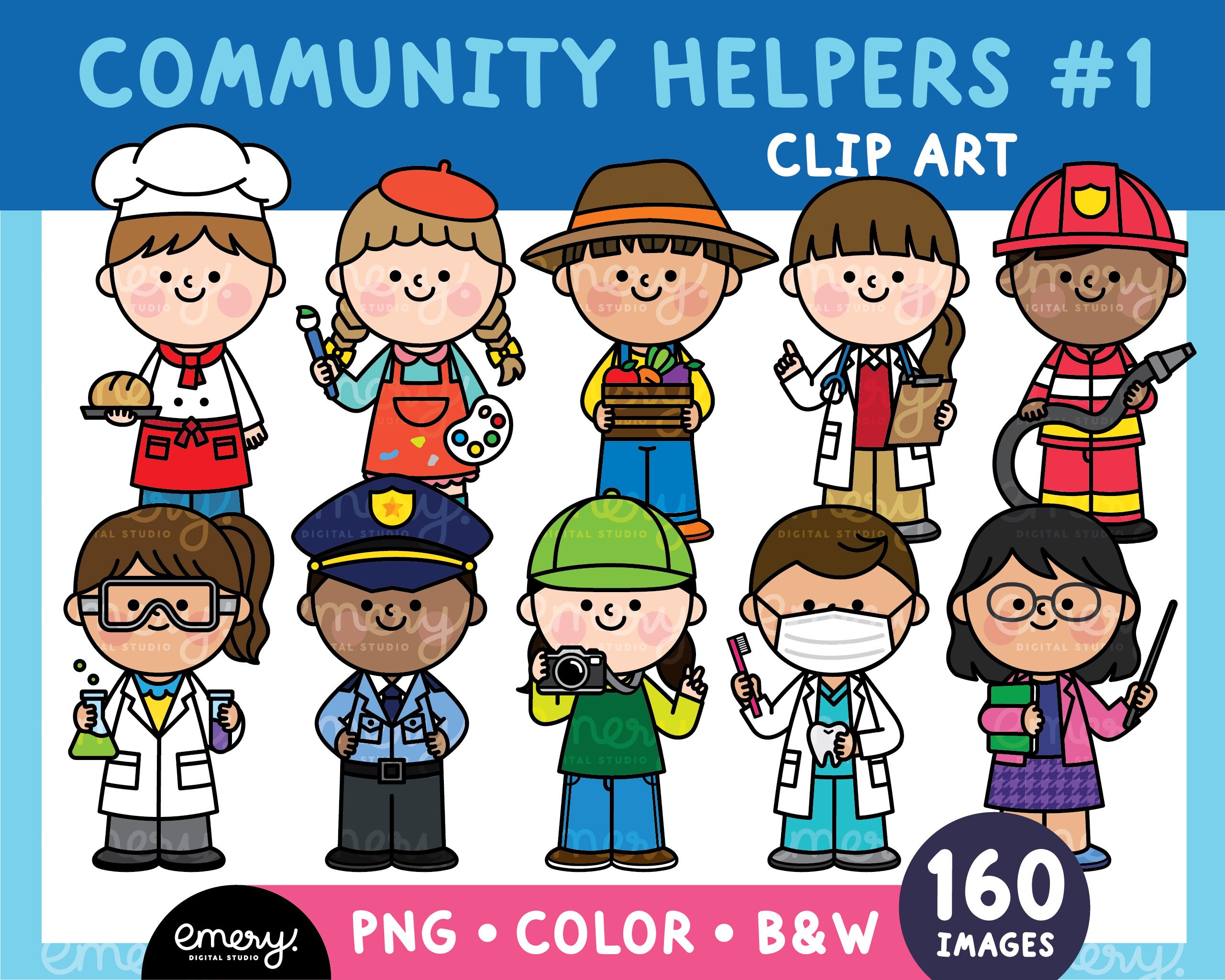 Community Helpers Clip Art Set 1 PNG Files, Occupations Clip Art, Jobs ...