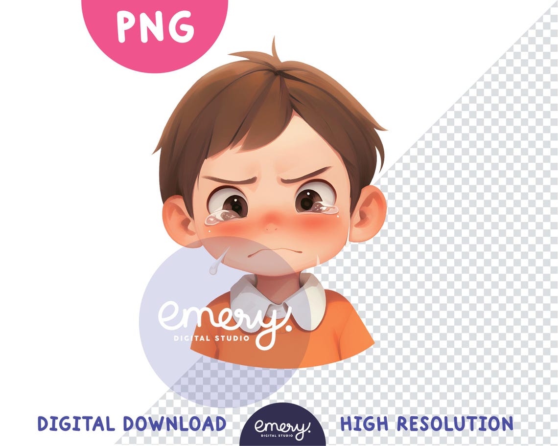 Cute Little Boy With Different Emotions, PNG Clip Art, Watercolor Kids ...