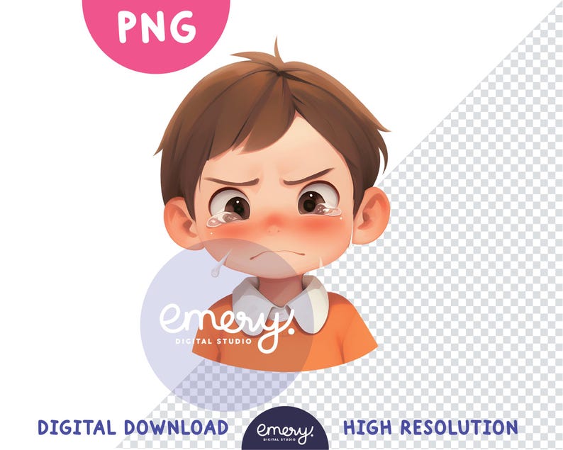 Cute Little Boy With Different Emotions, PNG Clip Art, Watercolor Kids ...