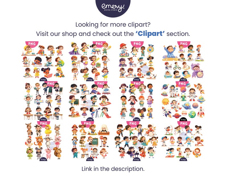 Back to School Kids Clipart – Cute Student Sidekicks PNG Set for ...