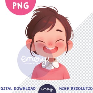 Kids Emotions Clipart: Watercolor Cartoon Avatars (PNG Files, Digital ...