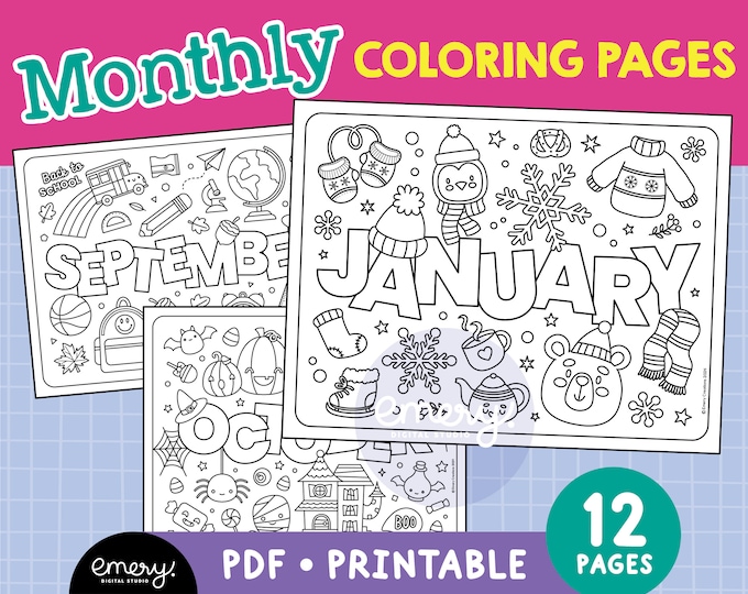 12 Printable Months of the Year Coloring Pages | Learning Coloring ...