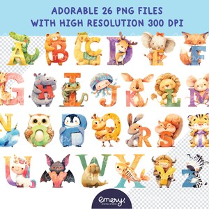 Cute Animal Alphabet Clipart, Letters for Kids, ABC Animals for Kids ...