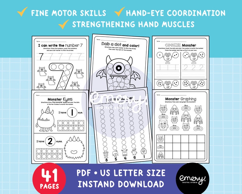 Do-a-dot Monsters, Numbers 1-10 Worksheets, Dot Marker Math Worksheets ...