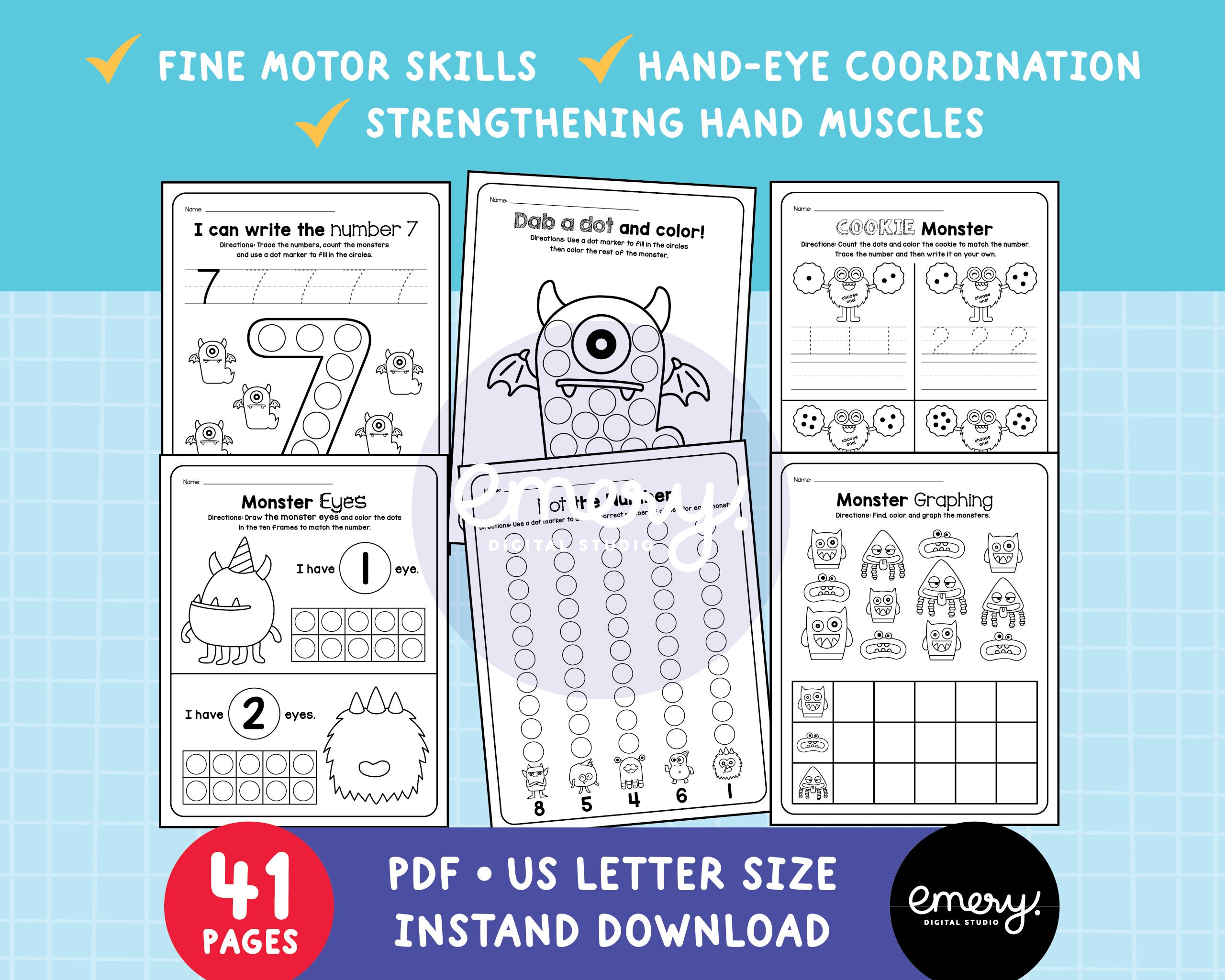 Do-a-dot Monsters, Numbers 1-10 Worksheets, Dot Marker Math Worksheets ...