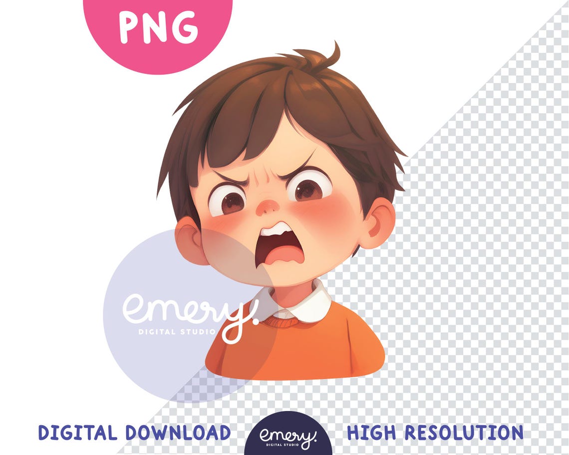 Cute Little Boy With Different Emotions, PNG Clip Art, Watercolor Kids ...