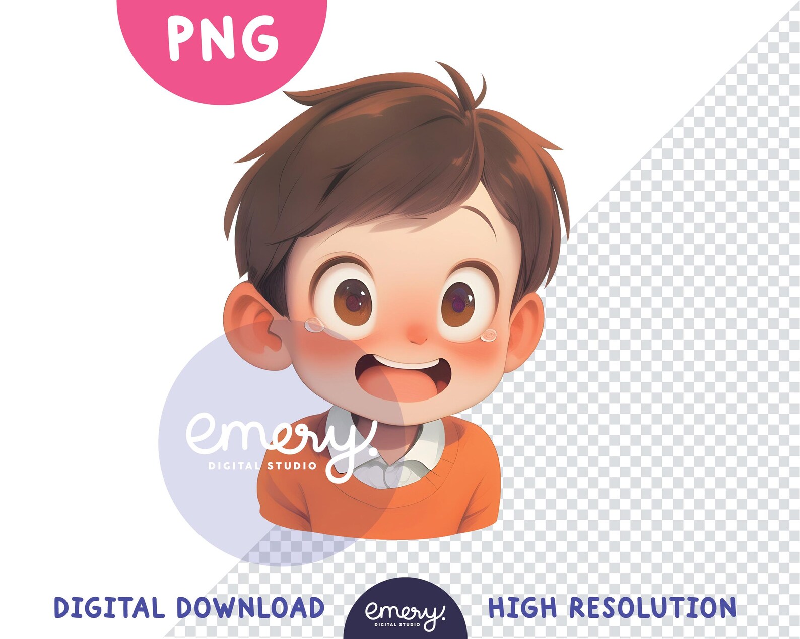 Cute Little Boy With Different Emotions, PNG Clip Art, Watercolor Kids ...