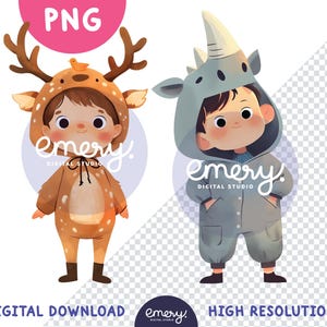 Safari Animals PNG, Kids Wearing Animal Costumes Clipart, Kids Mascot ...