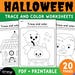 Halloween Worksheets, Trace and Color, 20 Halloween Tracing Sheets ...