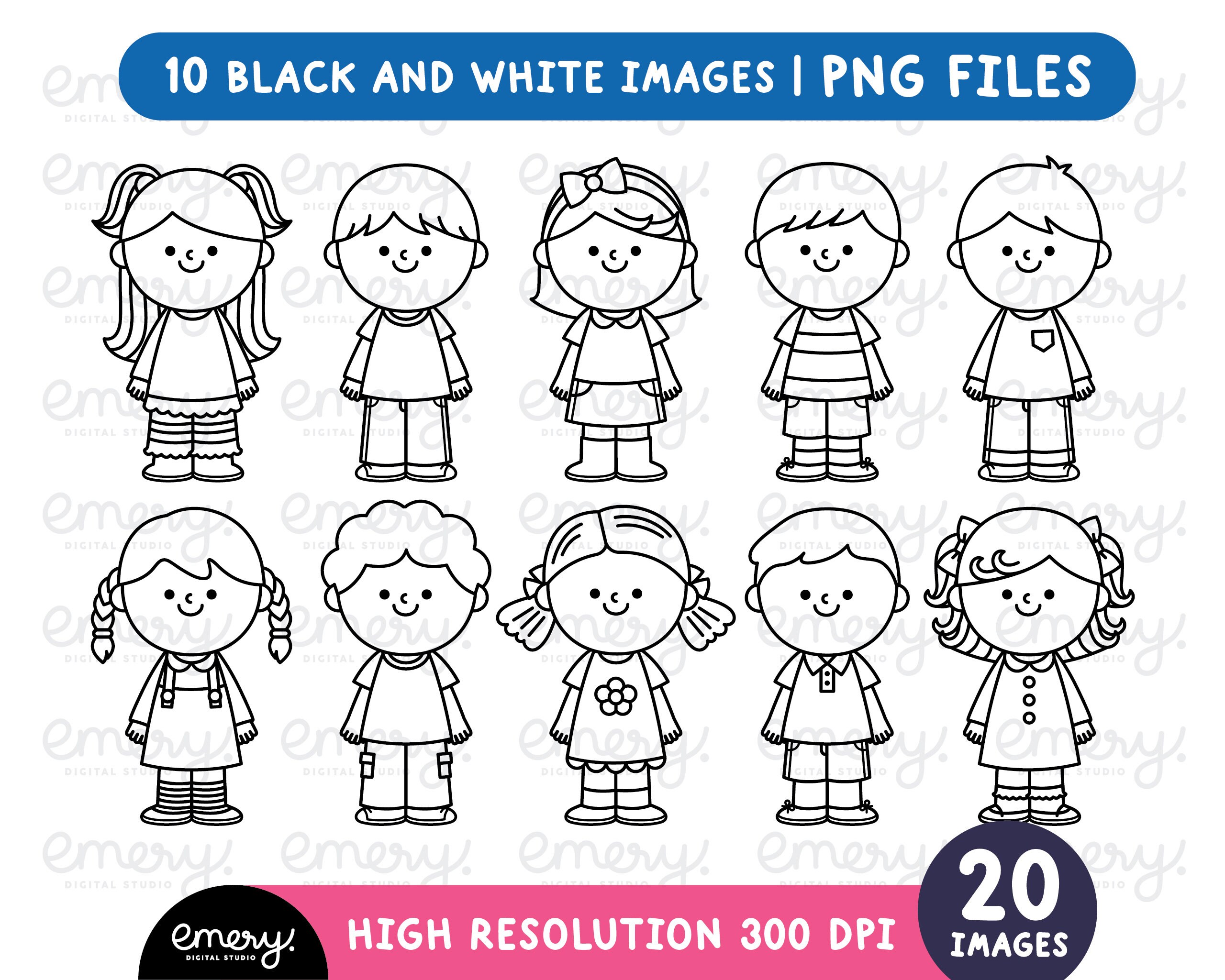 Cartoon Kids Clipart, Standing Boys and Girls (PNG Digital Download) - Etsy
