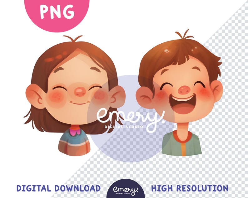 Boys and Girls Clipart, Cartoon Kids, Smiling Faces, Happy Cartoon Kids ...