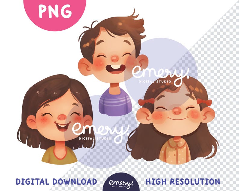 Boys and Girls Clipart, Cartoon Kids, Smiling Faces, Happy Cartoon Kids ...