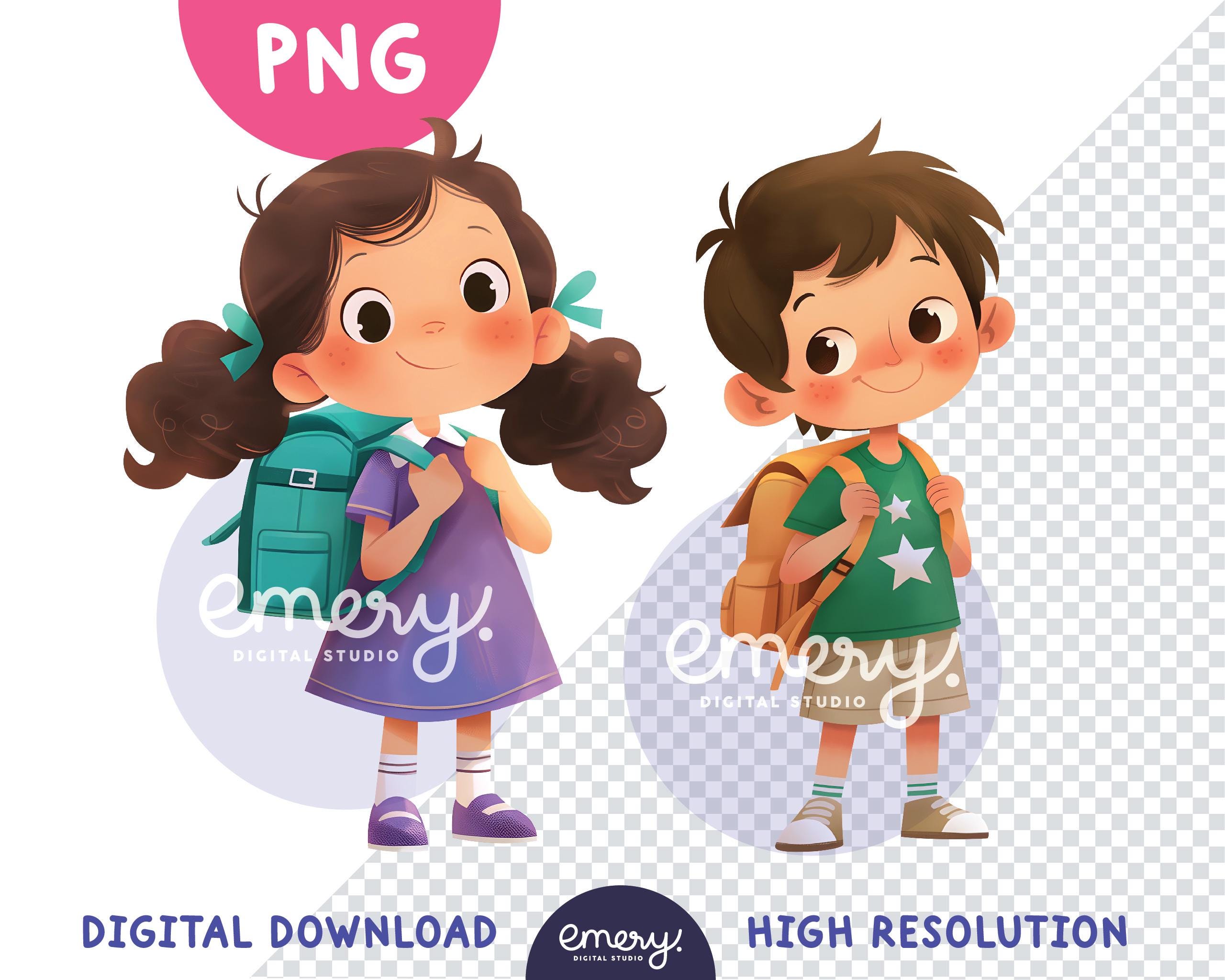 Back to School Kids Clipart – Cute Student Sidekicks PNG Set for ...
