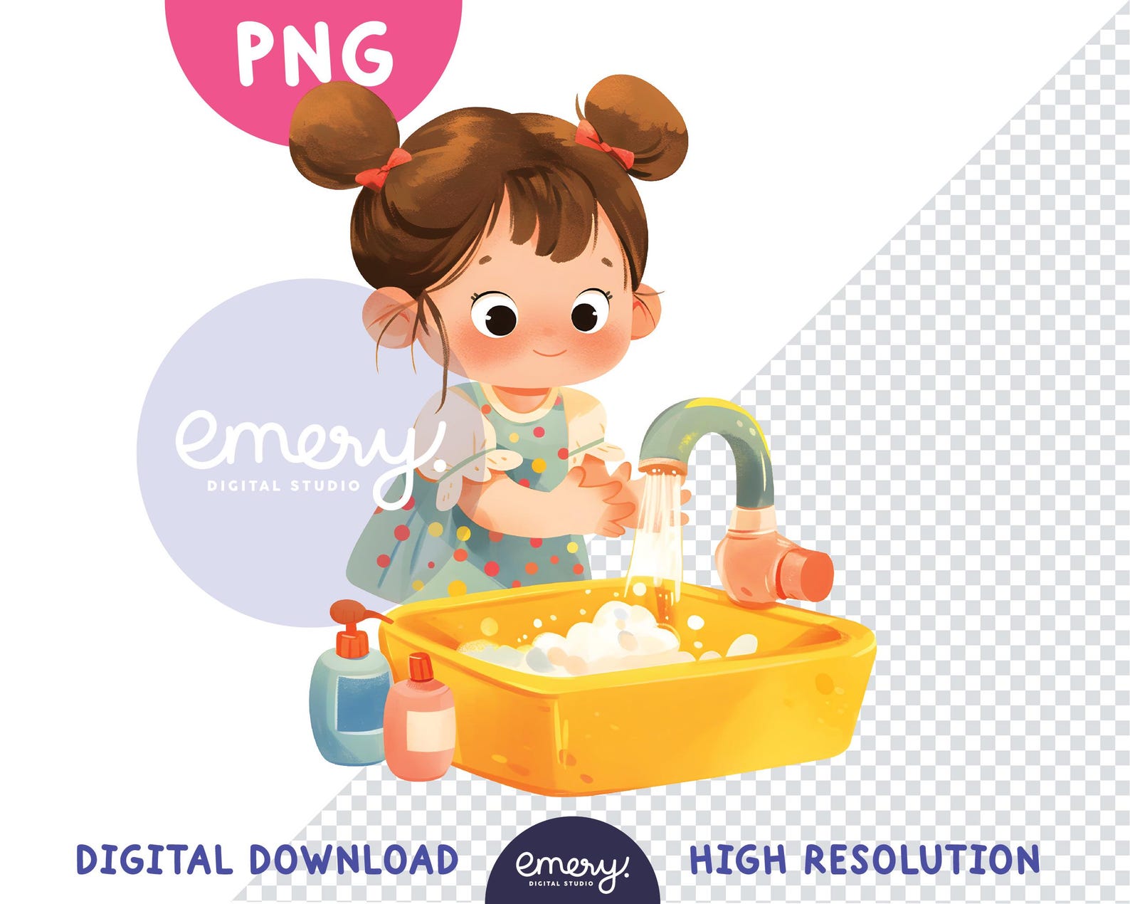 Cute Girl Daily Routine Clipart – PNG Illustrations of Kids’ Activities ...