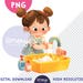 Cute Girl Daily Routine Clipart – PNG Illustrations of Kids’ Activities ...
