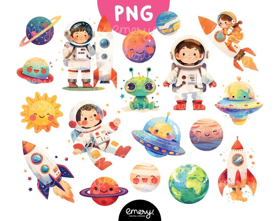 Outer Space Clipart, Astronaut Clipart, Spaceship Clipart, Kids Clipart ...