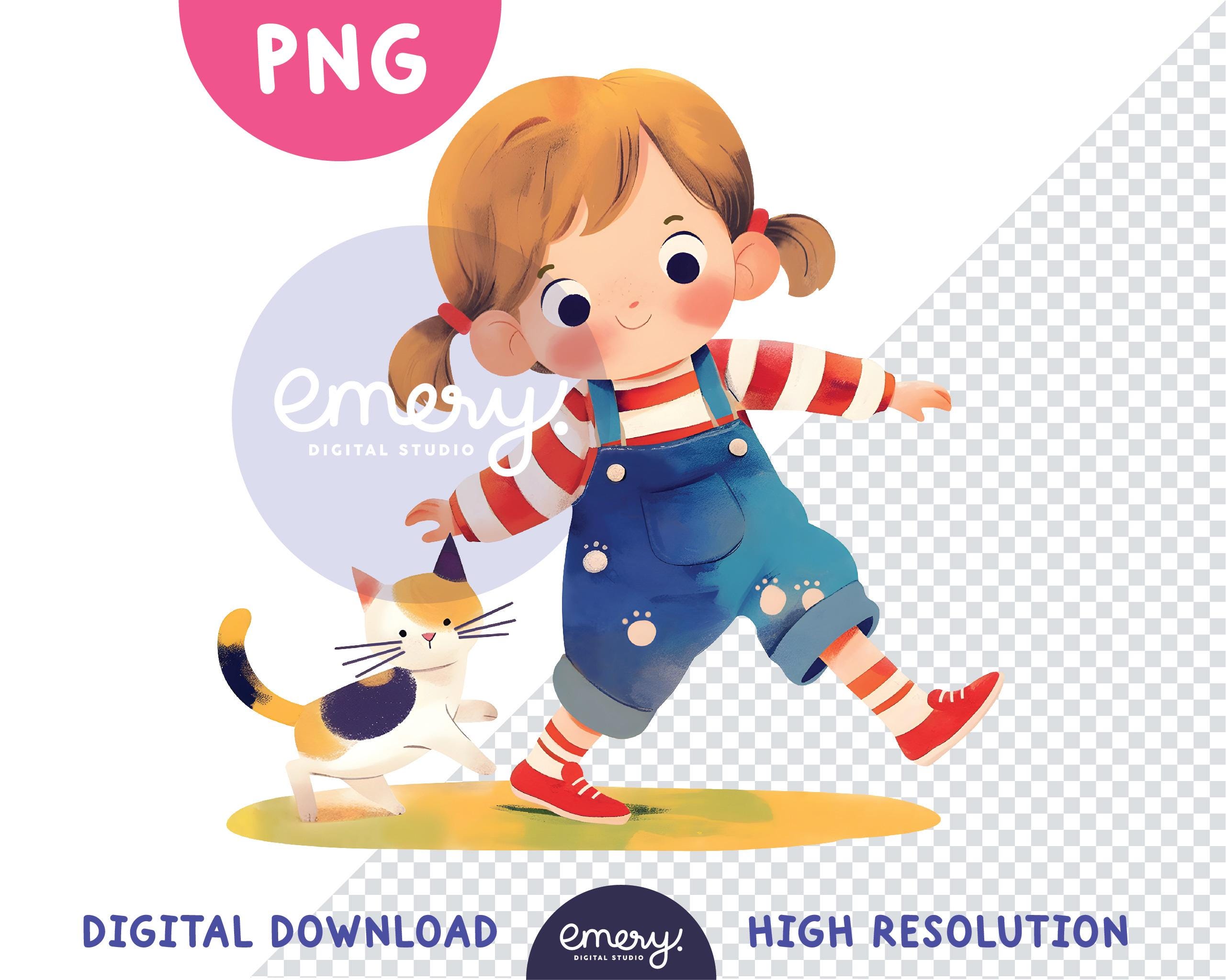 Cute Girl Daily Routine Clipart – PNG Illustrations of Kids’ Activities ...