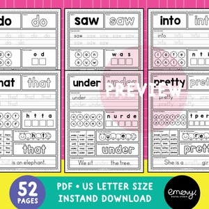 Kindergarten Dolch Sight Word Worksheets, Primer Sight Words, 52 Sight ...