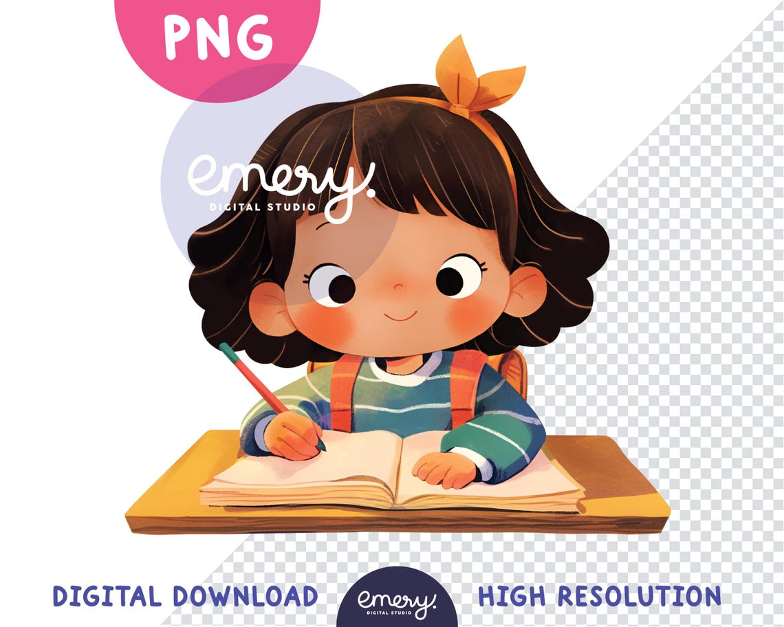 Cute Girl Daily Routine Clipart – PNG Illustrations of Kids’ Activities ...