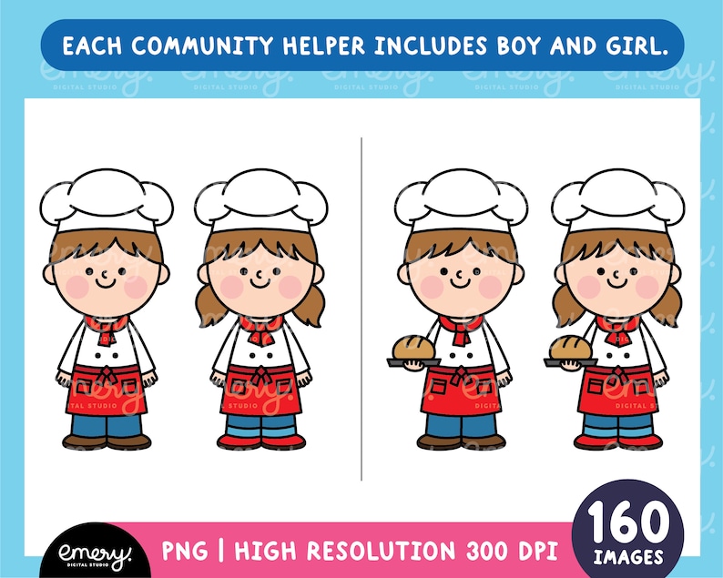 Community Helpers Clip Art Set 1 PNG Files, Occupations Clip Art, Jobs ...