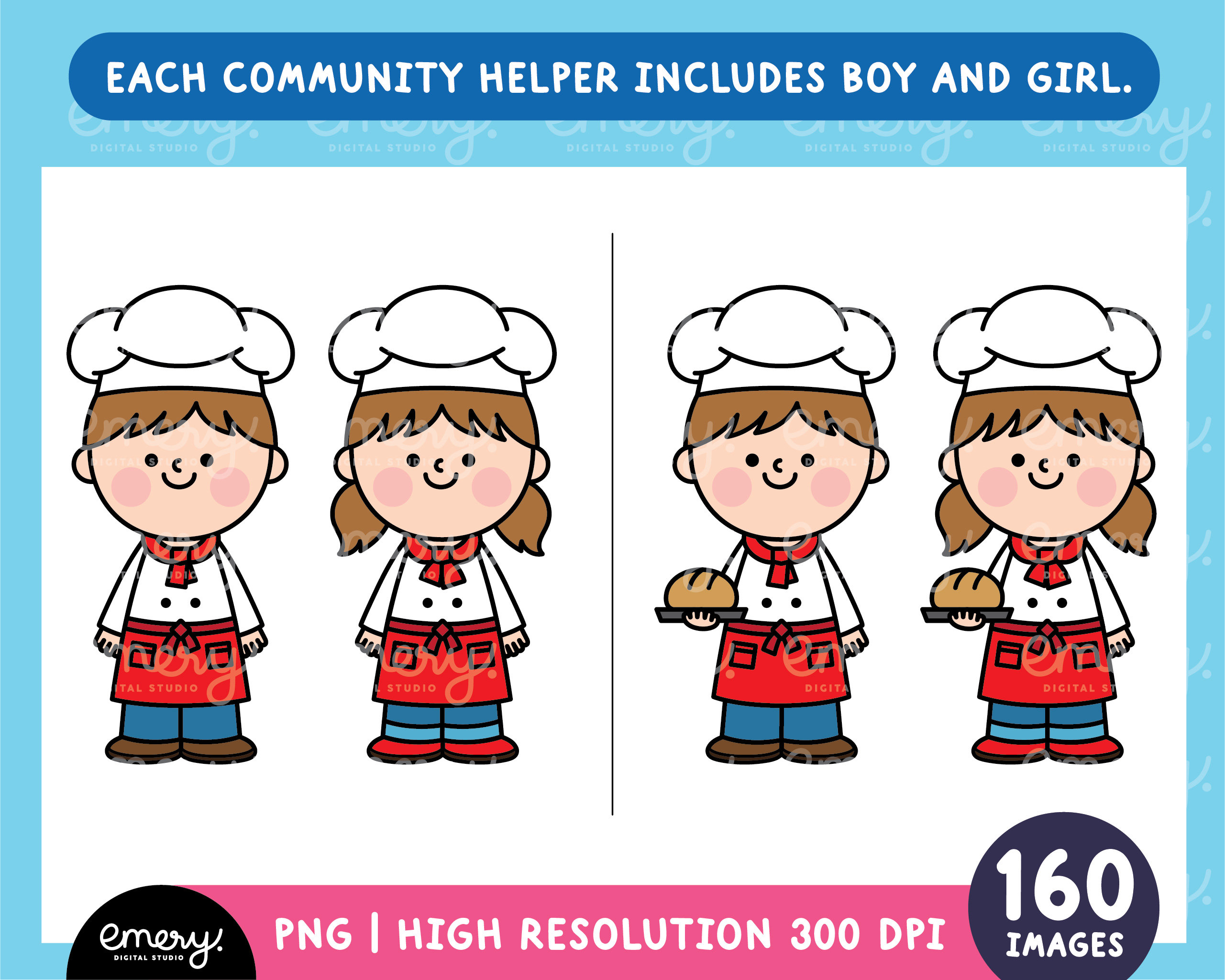 Community Helpers Clip Art Set 1 PNG Files, Occupations Clip Art, Jobs ...