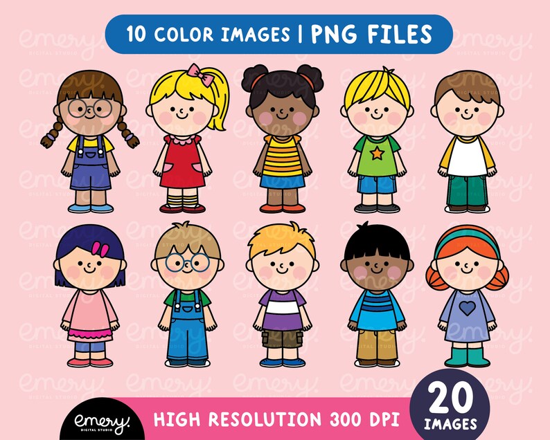 Kids Standing Clip Art PNG, Cute Student Clipart, Cartoon Kids Clipart ...