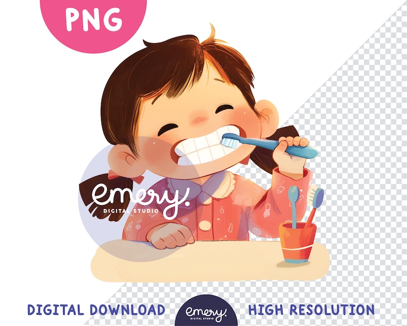 Cute Girl Daily Routine Clipart – PNG Illustrations of Kids’ Activities ...