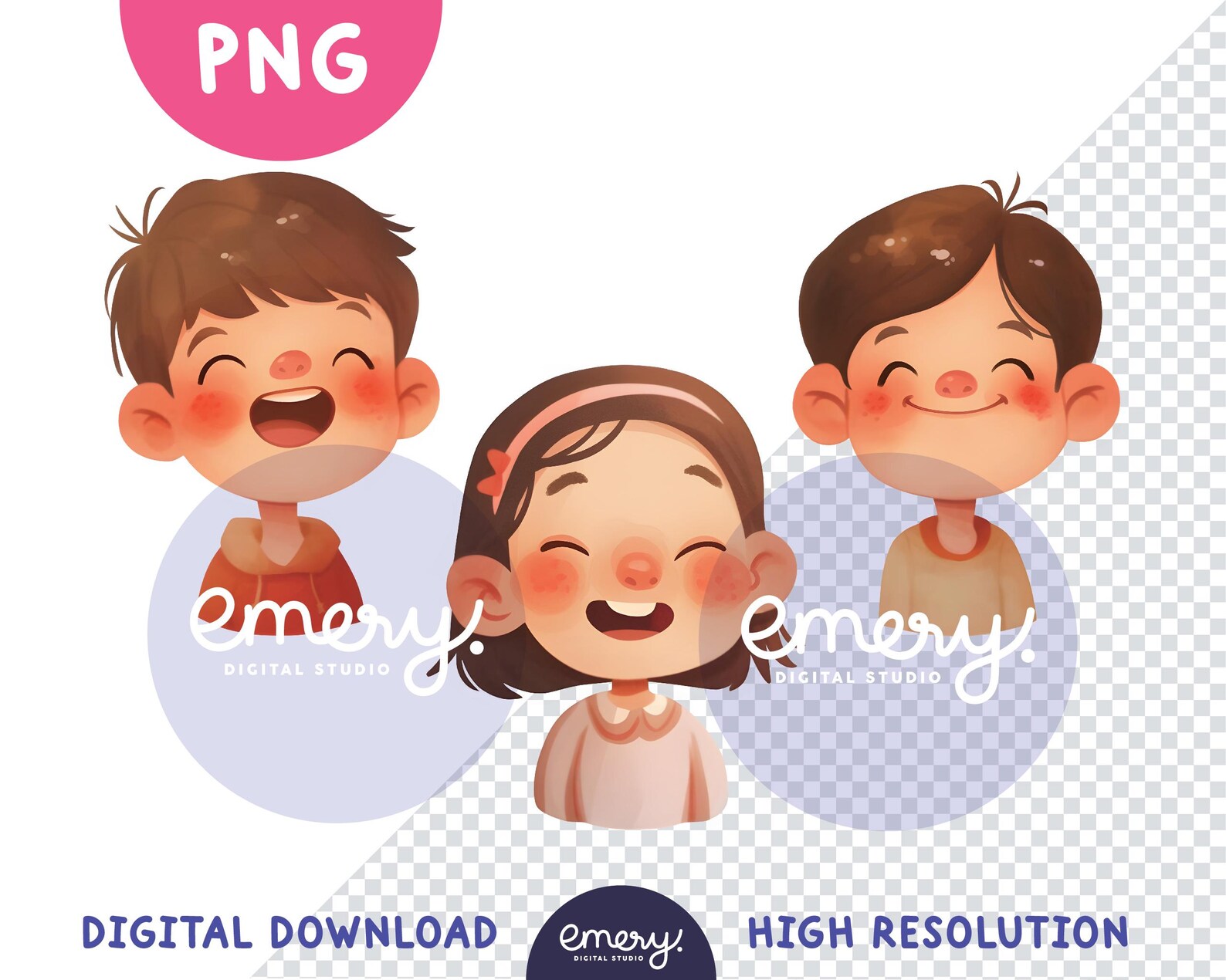 Boys and Girls Clipart, Cartoon Kids, Smiling Faces, Happy Cartoon Kids ...