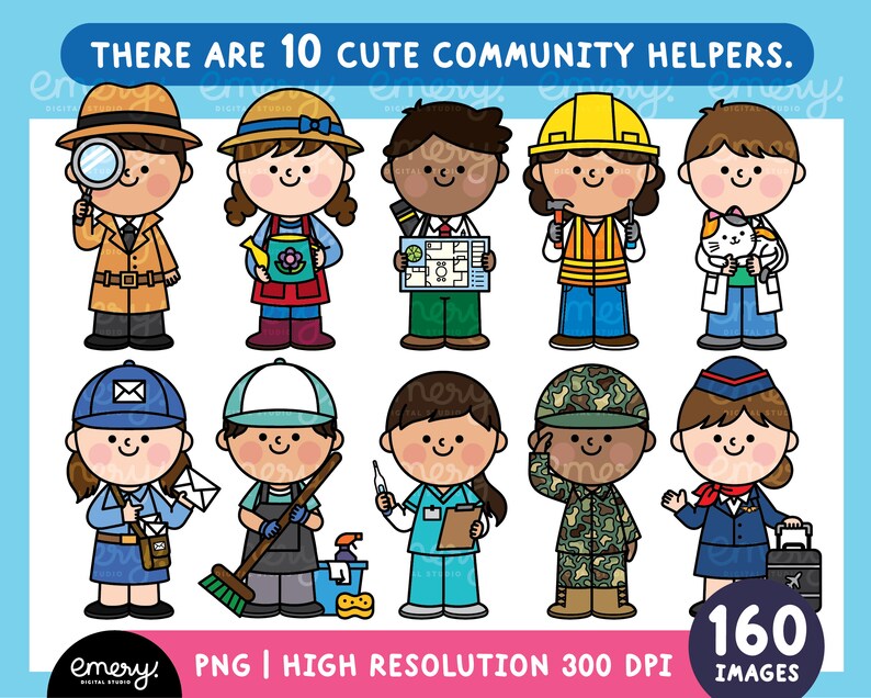 Community Helpers Clip Art Set 2 PNG Files, Occupations Clip Art, Jobs ...