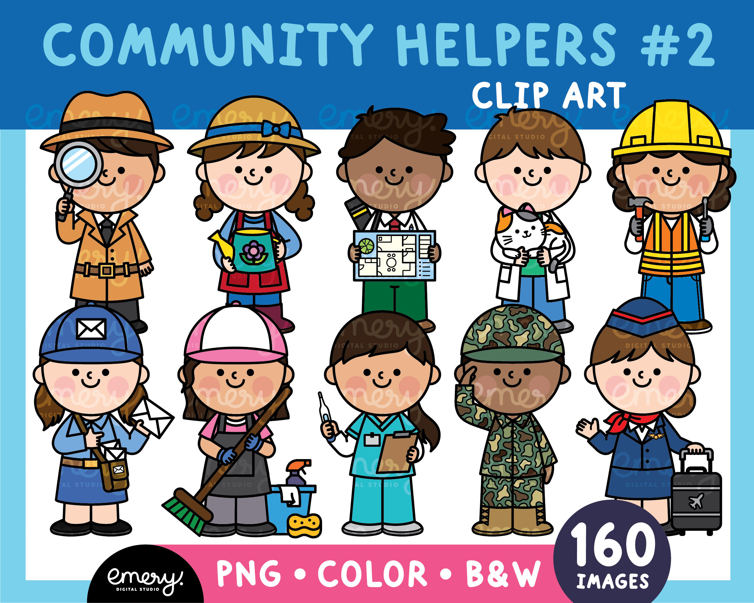 Community Helpers Clip Art Set 2 PNG Files, Occupations Clip Art, Jobs ...