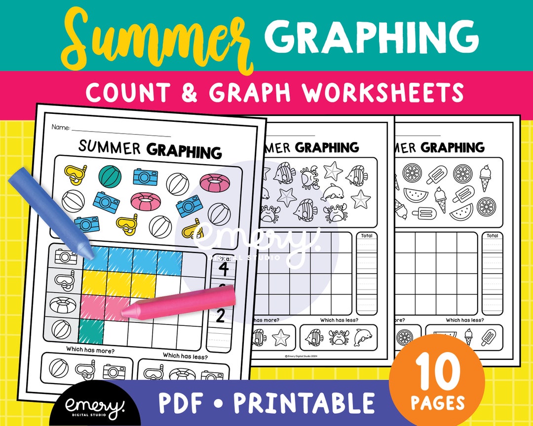 Summer Graphing Worksheets, Count and Graph Activity for Preschool ...