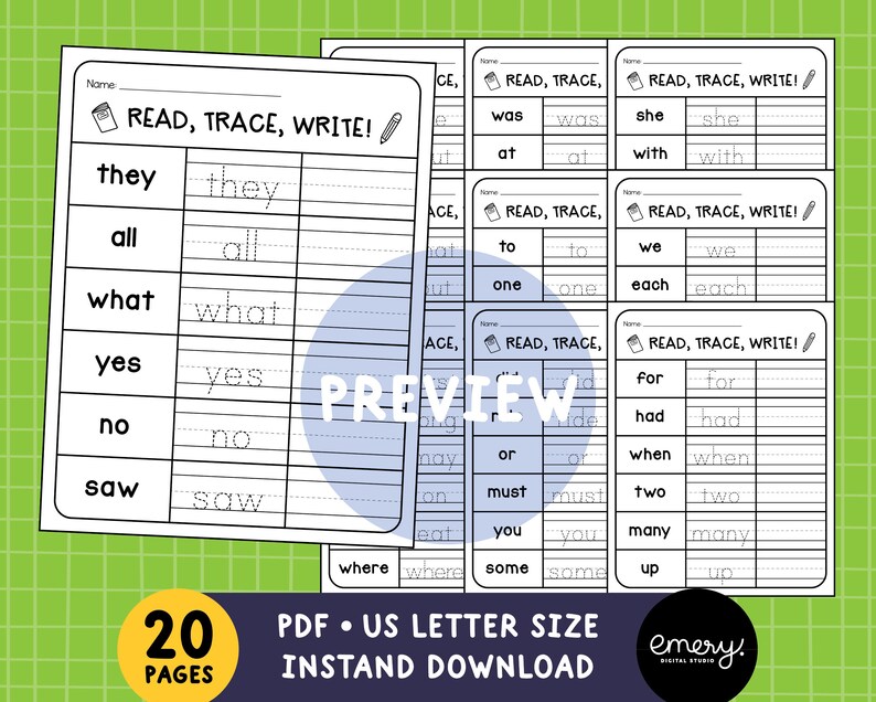 120 Sight Word Worksheets, Read Trace and Write Sight Words ...