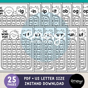 CVC Word Pop Activity, Find and Dab the CVC Word Worksheets - Etsy