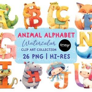 Cute Animal Alphabet Clipart, Letters for Kids, ABC Animals for Kids ...